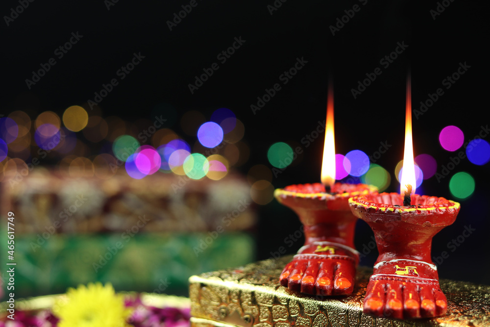 Clay Lamp Known As Diya, Deep, Diyo, Deepa Or Deepam WIth Goddess Feet ...