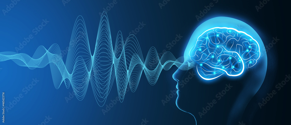 Brain waves - EEG - brain activity, technology background. 3D ... Brain waves - EEG - brain activity, technology background. 3D ...