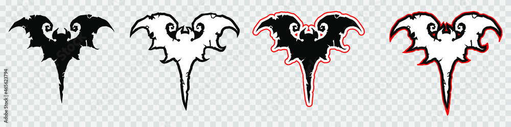 Set of Vampire Bat illustration. Comic style. T-shirt print for Horror ...