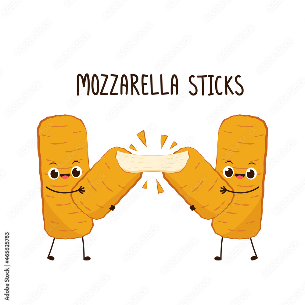 Mozzarella character design. Mozzarella sticks on white background ...