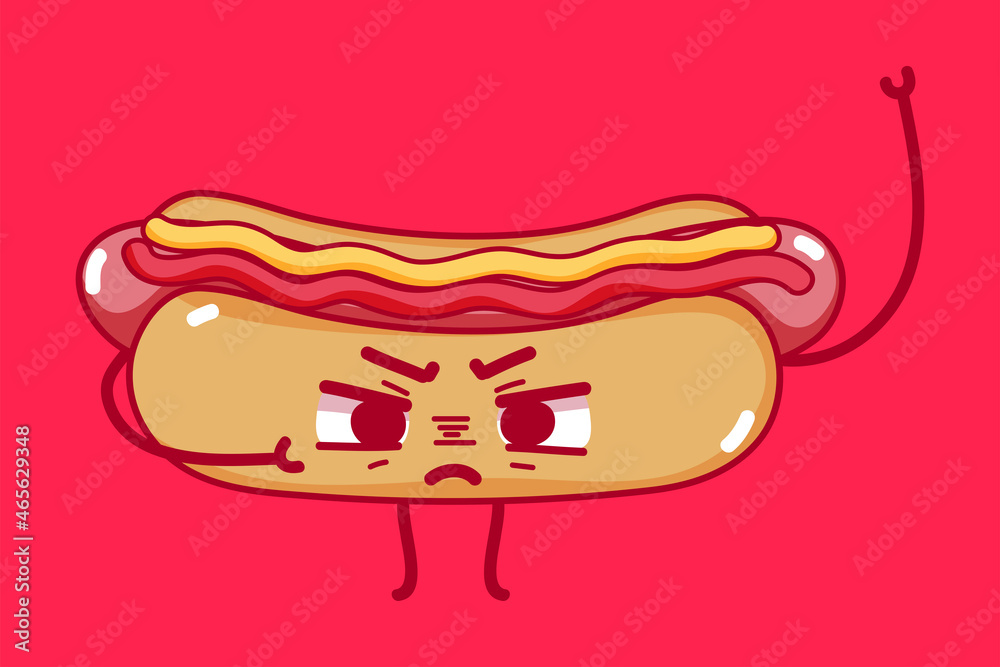 cartoon angry hot dog character vector Stock Vector | Adobe Stock