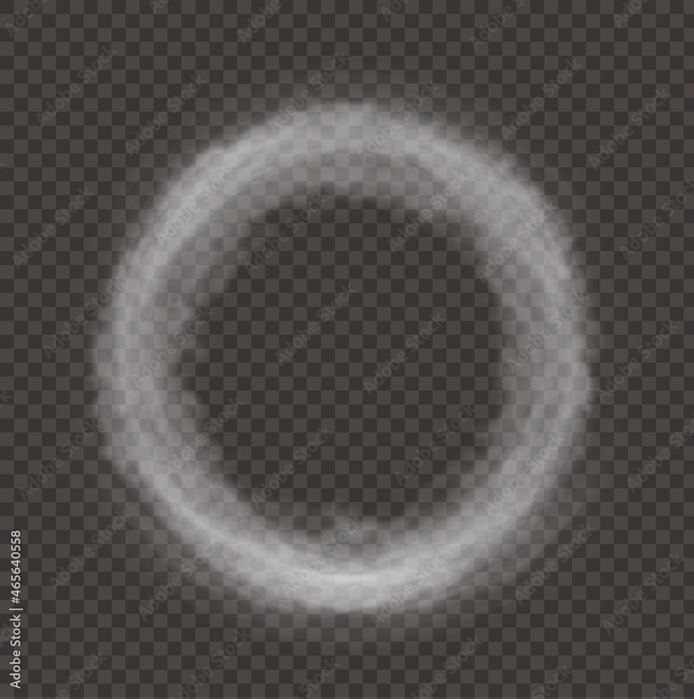 White smoke ring puff isolated on transparent black background. PNG ...