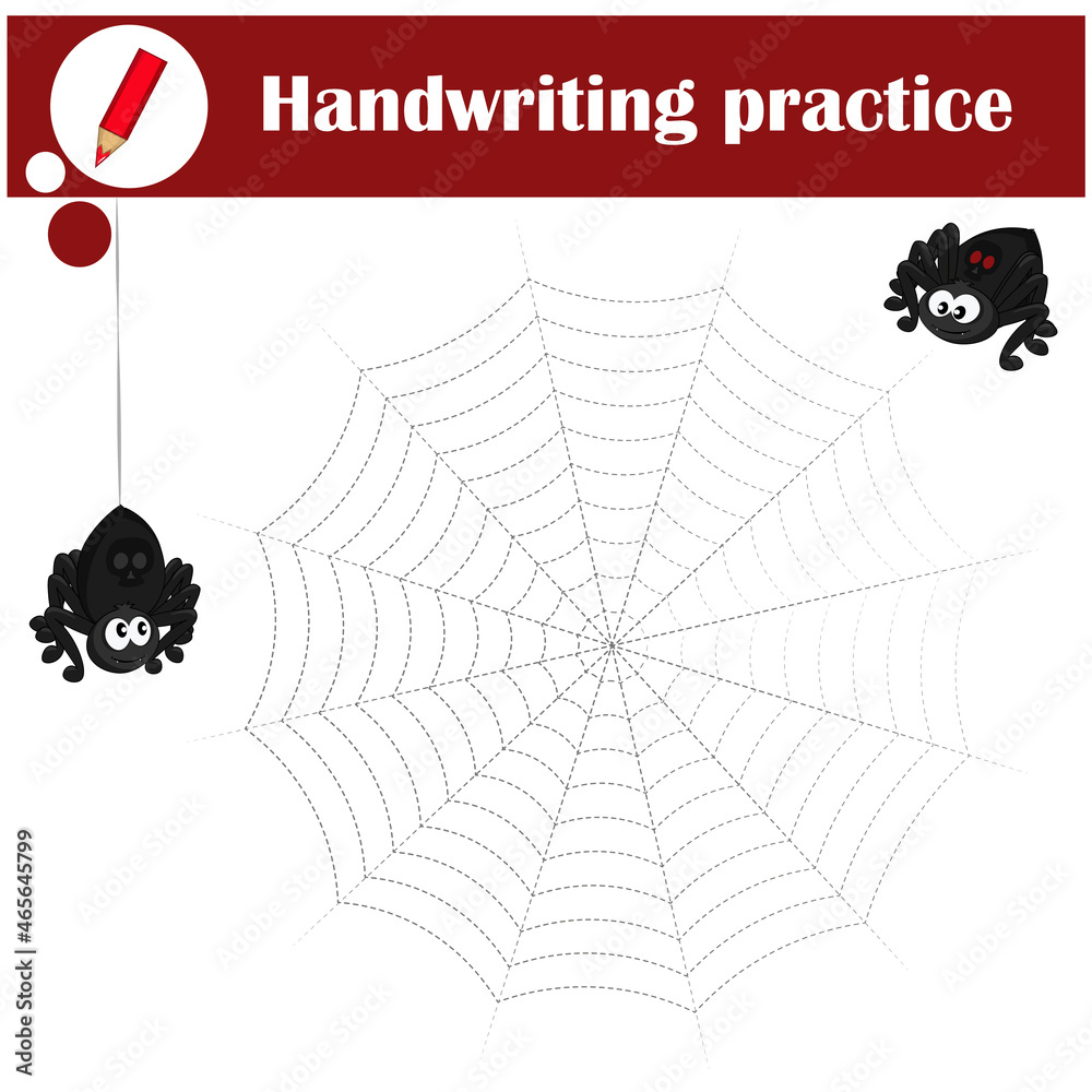Vetor de Spider and his web. Tracing lines. Handwriting practice for ...