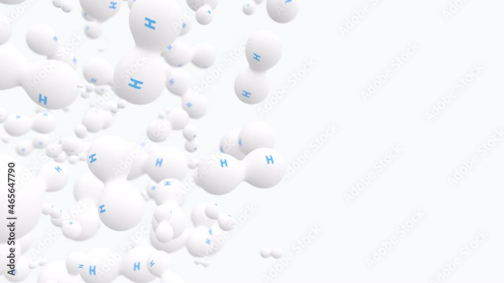 White Hydrogen molecules spin on white backdrop. Loopable animation of ...