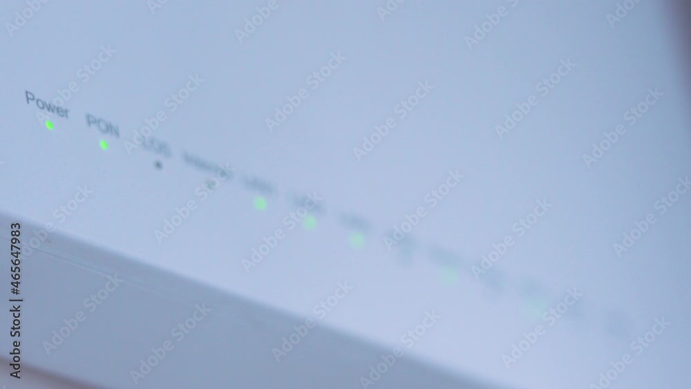 Close-up view of Internet wi-fi router device. Icons on the Wi-Fi ...