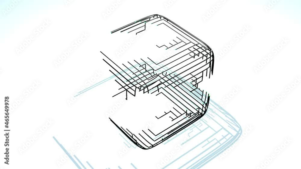 4k abstract black wireframe on white bg. Ai growing geometric pattern ...