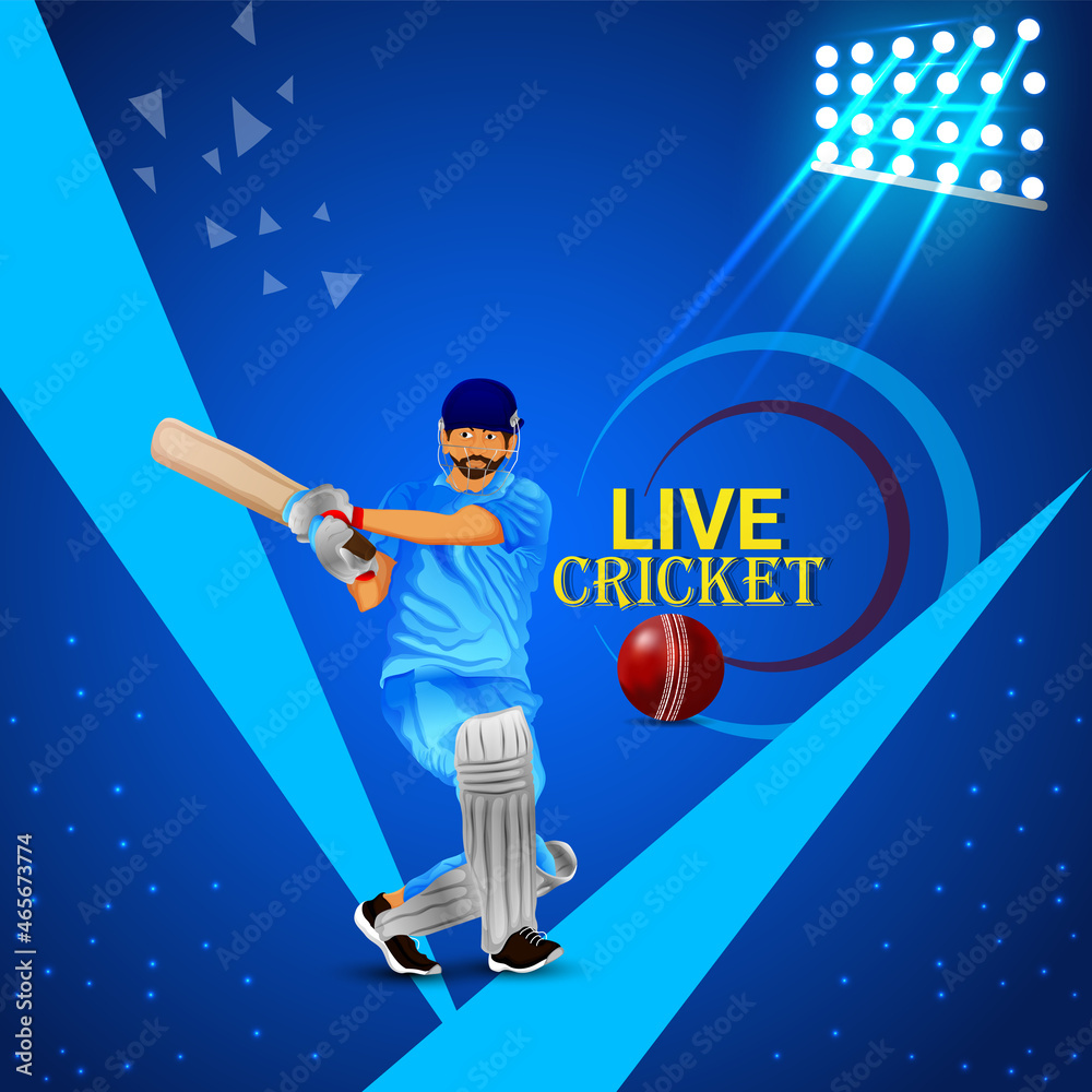 Cricket tournament match concept with stadium and cricket equipment ...