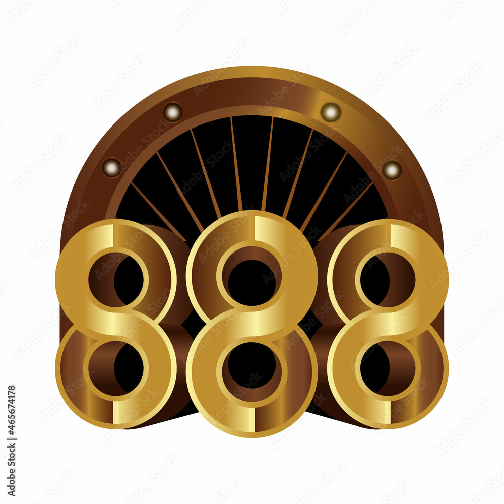 Triple 8 letter gold extrude and bevel with vintage background logo ...