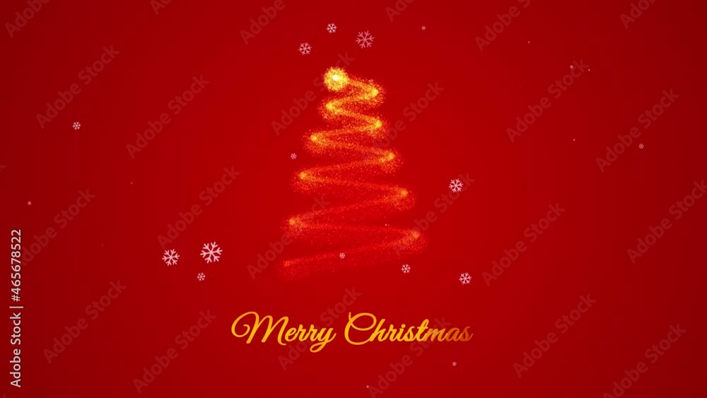 Golden Glitter Christmas Tree Animation With Animated Merry Christmas ...