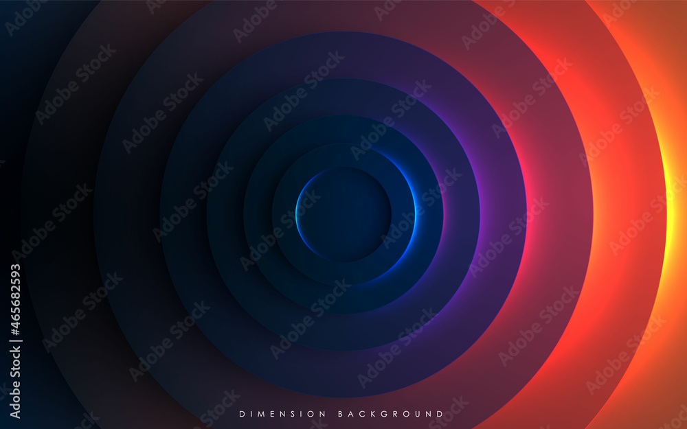 Dynamic circle dimension background with colorful light effect Stock ...