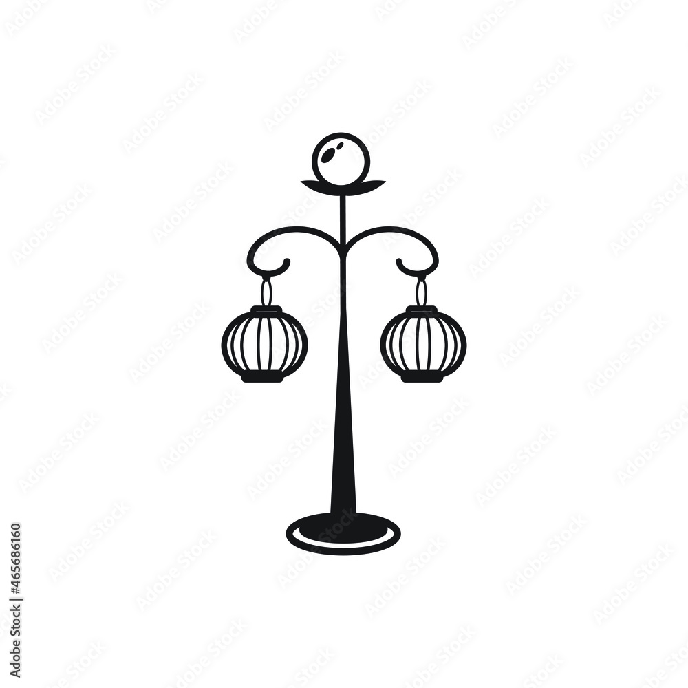 Simple outline vector illustration line art lampion or lantern black ...