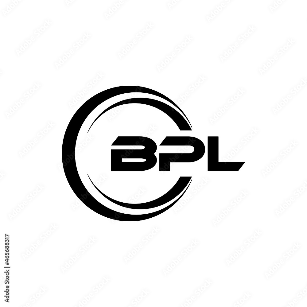 BPL letter logo design with white background in illustrator, vector ...
