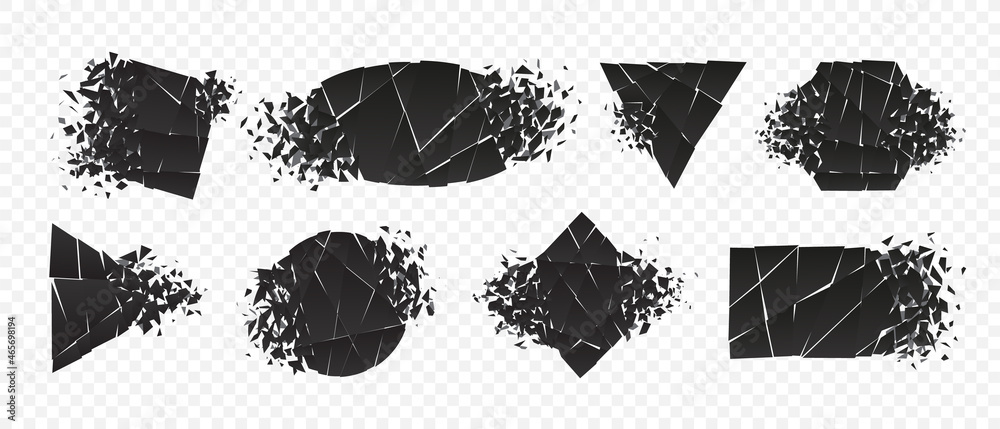 Shape explosion broken and shattered flat style design vector ...