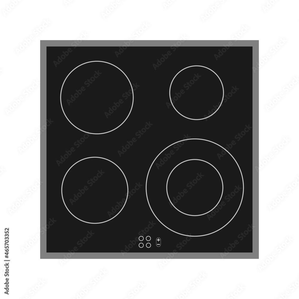 Top view of an electric cooker. Black glass ceramic induction cooker ...