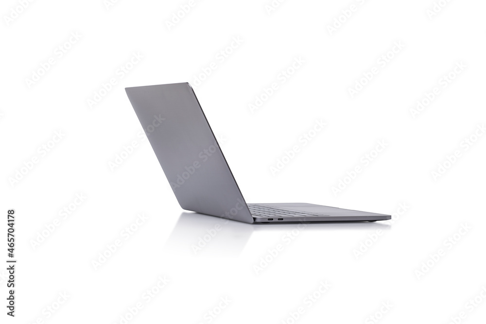 back view of laptop space gray isolated on white background Stock Photo ...