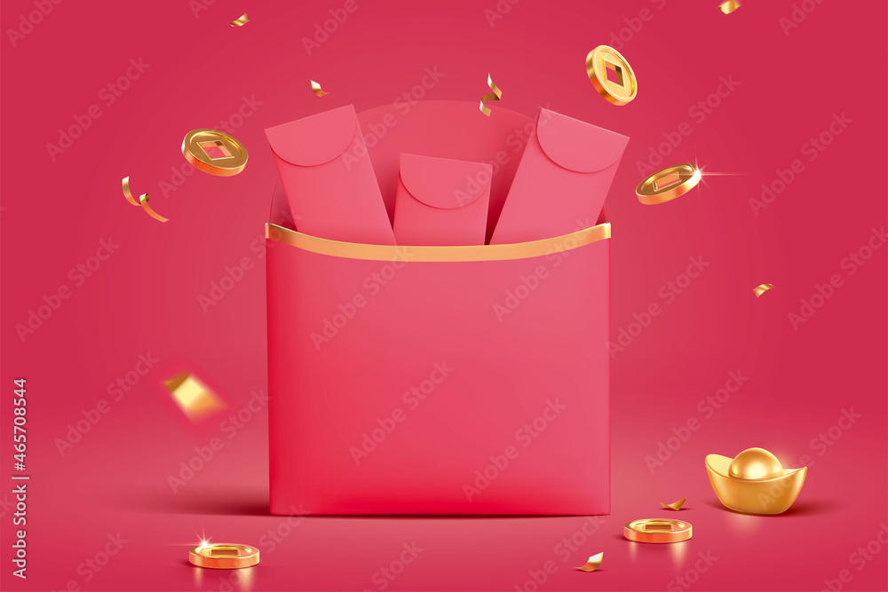 3d CNY red envelope background Stock Vector | Adobe Stock