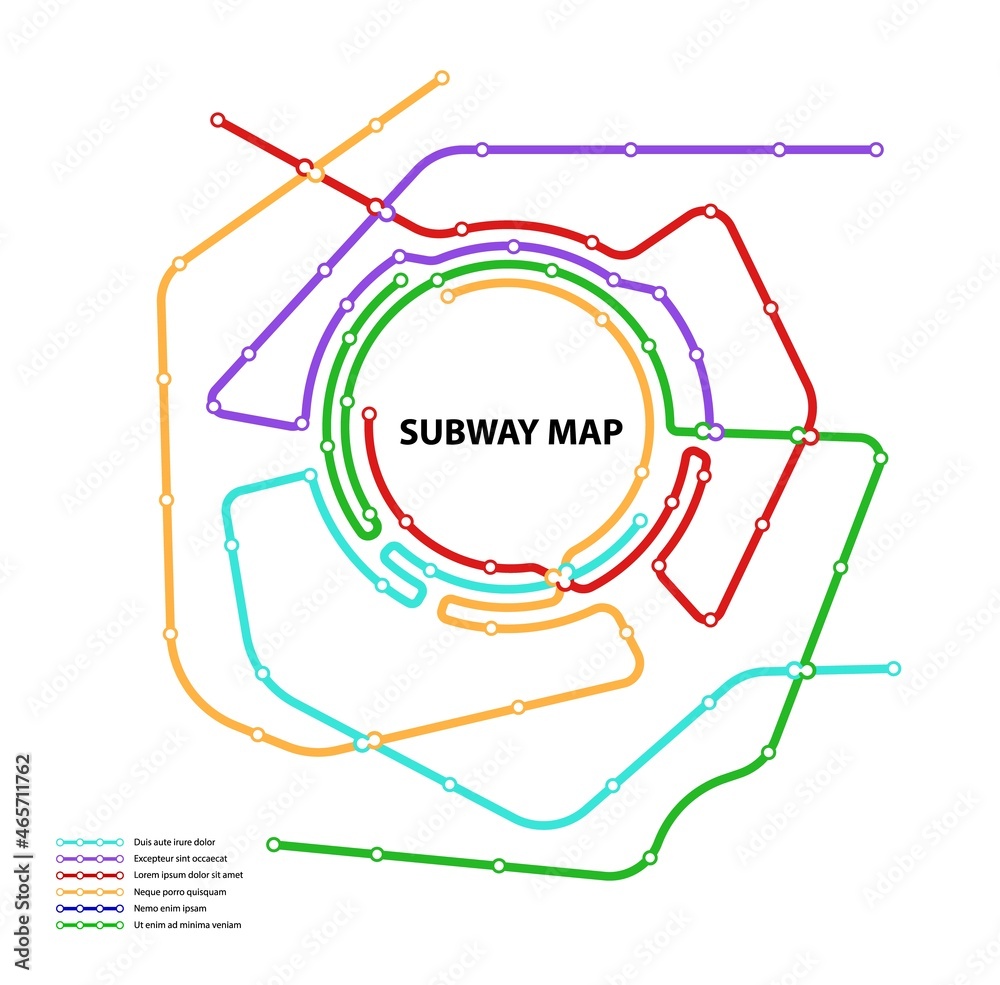 Subway map. Template of fictional town public transport scheme for ...