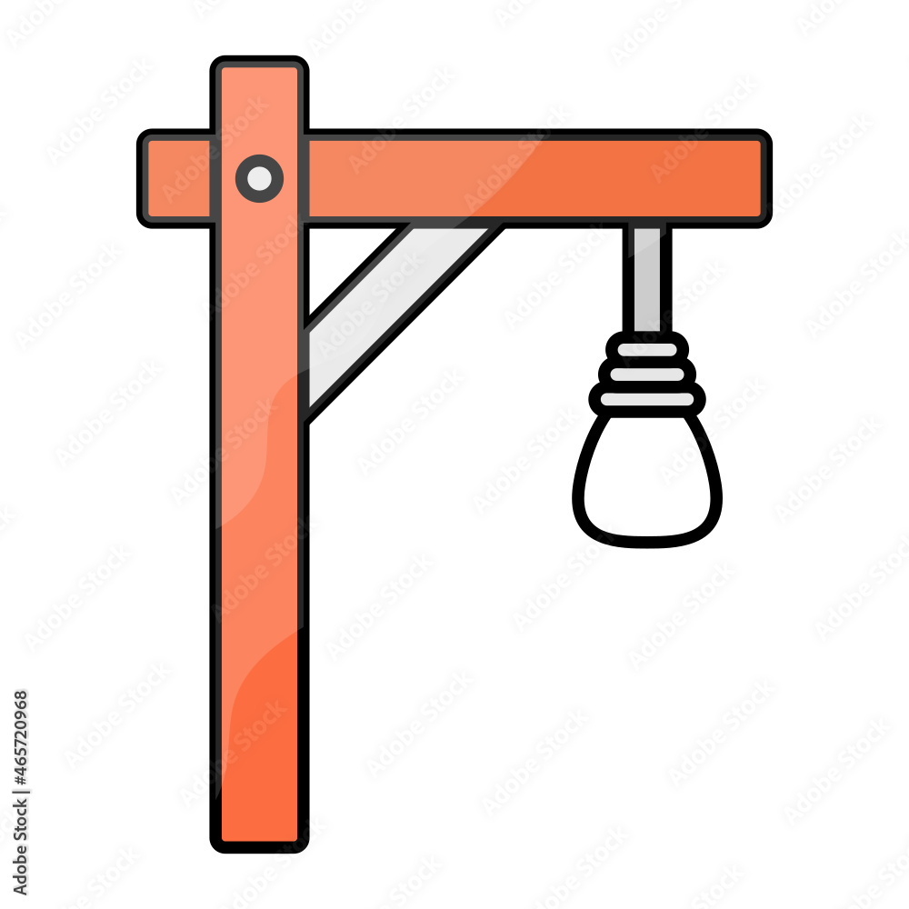 Hanging Rope Noose Concept, Haunted House Horror Vector Color Icon ...