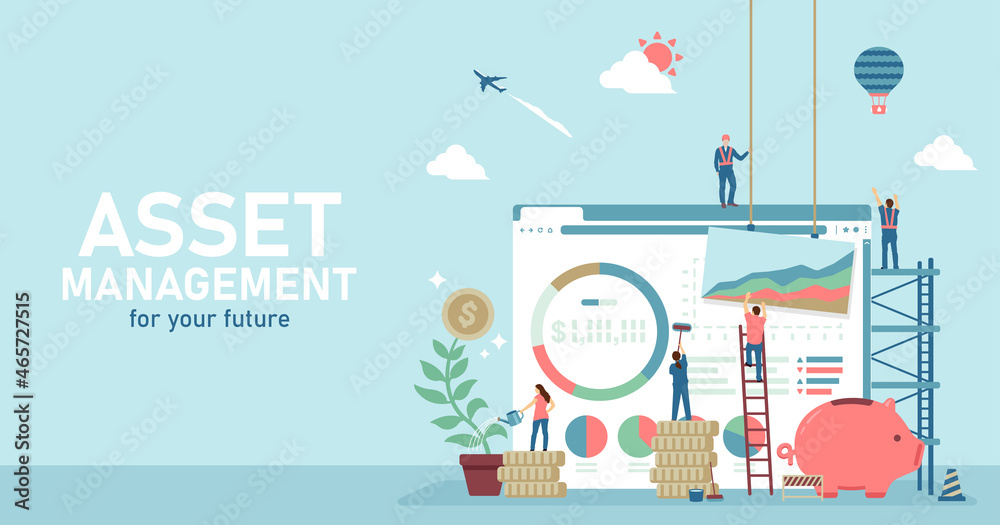 Asset management concept vector web banner illustration Stock Vector ...