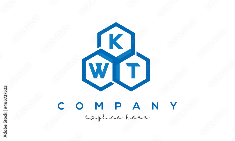 KWT letters design logo with three polygon hexagon logo vector template ...