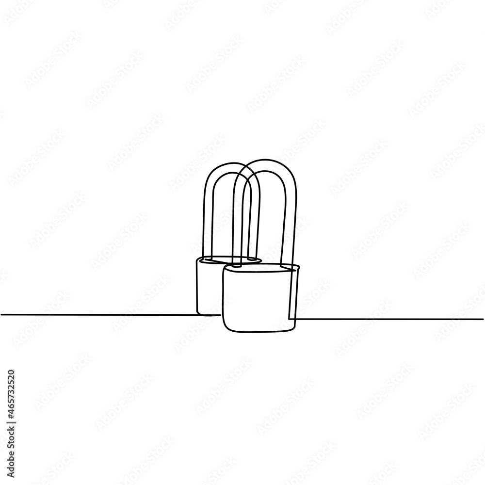 Continuous line drawing of padlock, two design, object one line, single ...