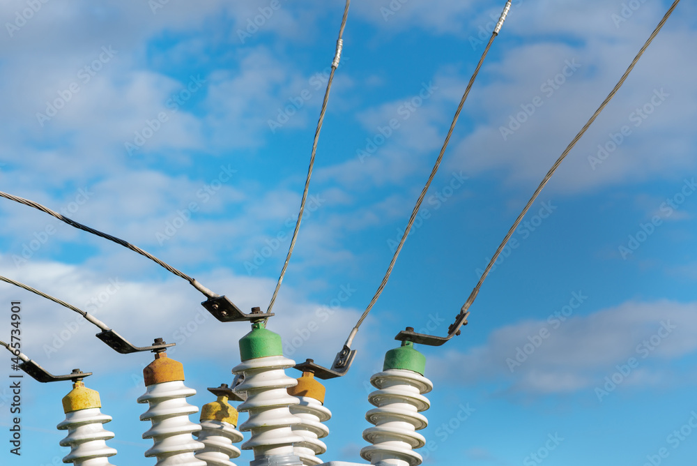 High voltage electric generator insulators.Detail of high voltage ...