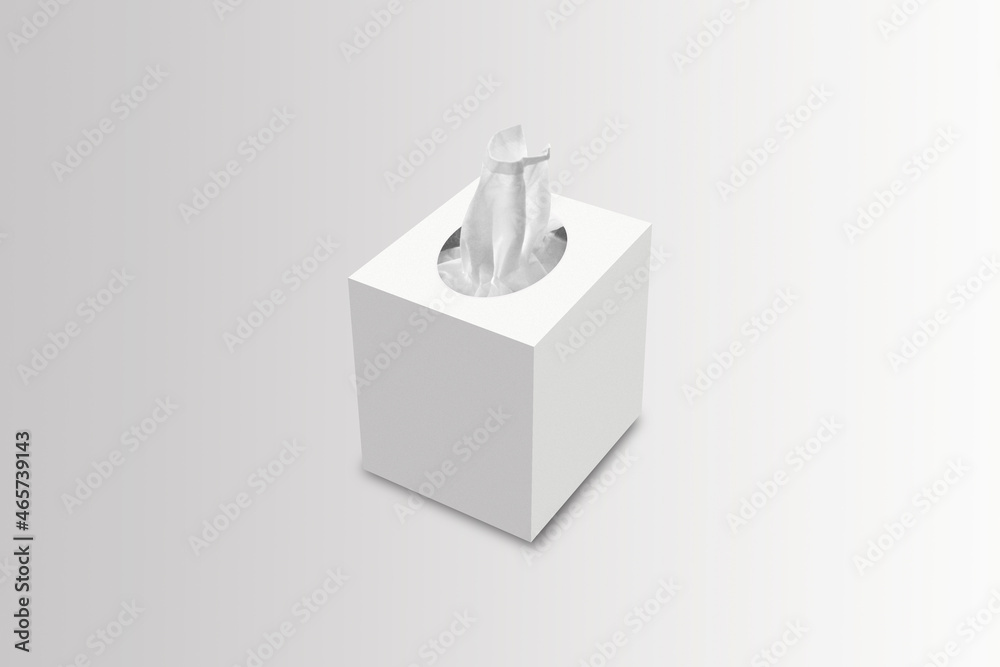 Empty blank white tissue box mock up isolated on a grey background ...