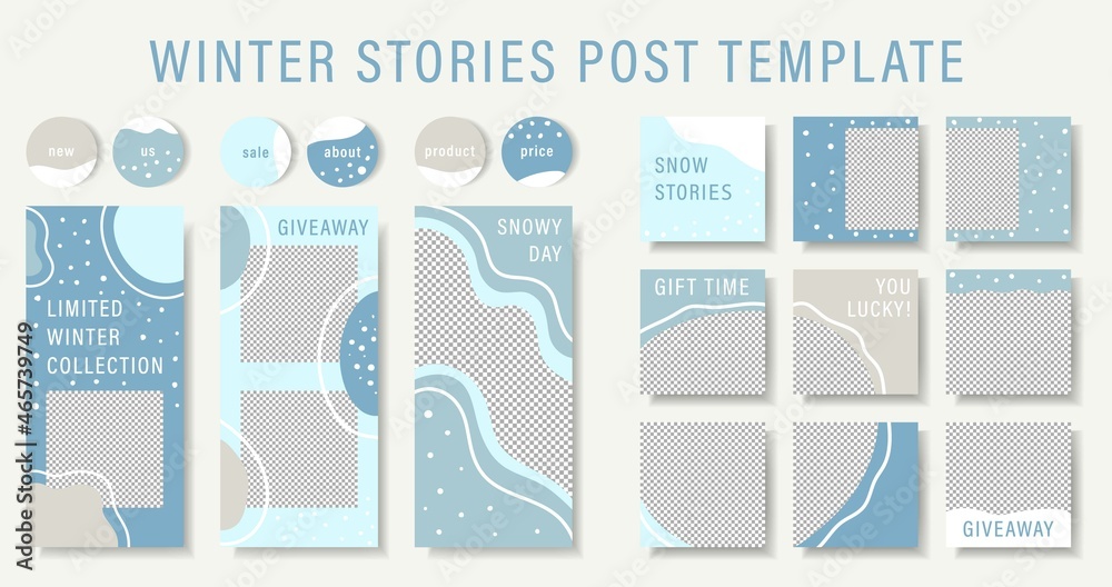 Winter Design template backgrounds for social media banner.Snowy ...