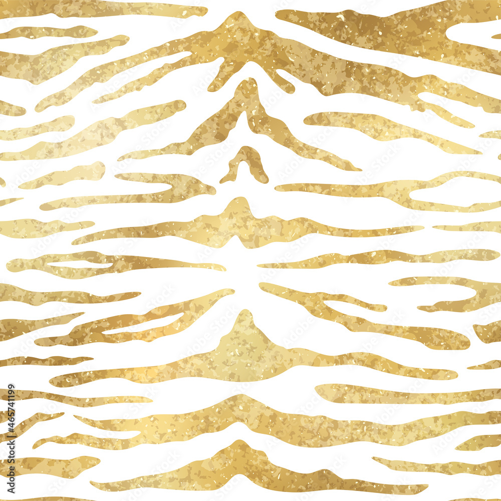 Gold Tiger seamless pattern. Vector golden wild animal skin textured ...