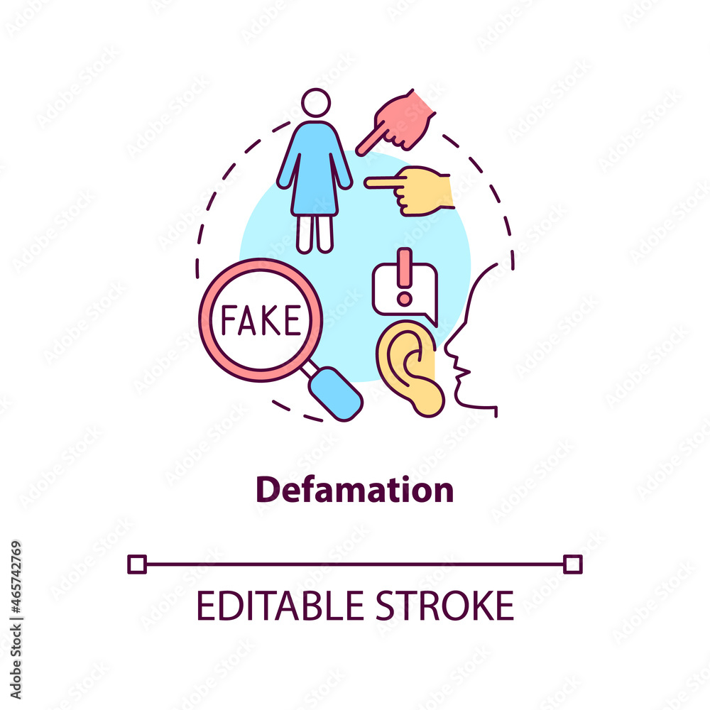 Defamation concept icon. Non-protected speech type abstract idea thin ... Defamation concept icon. Non-protected speech type abstract idea thin ...