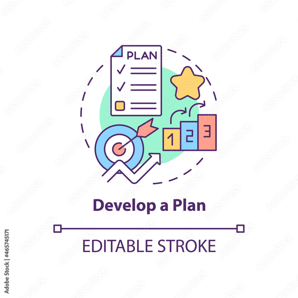 Develop plan concept icon. Effective management and work optimization ...
