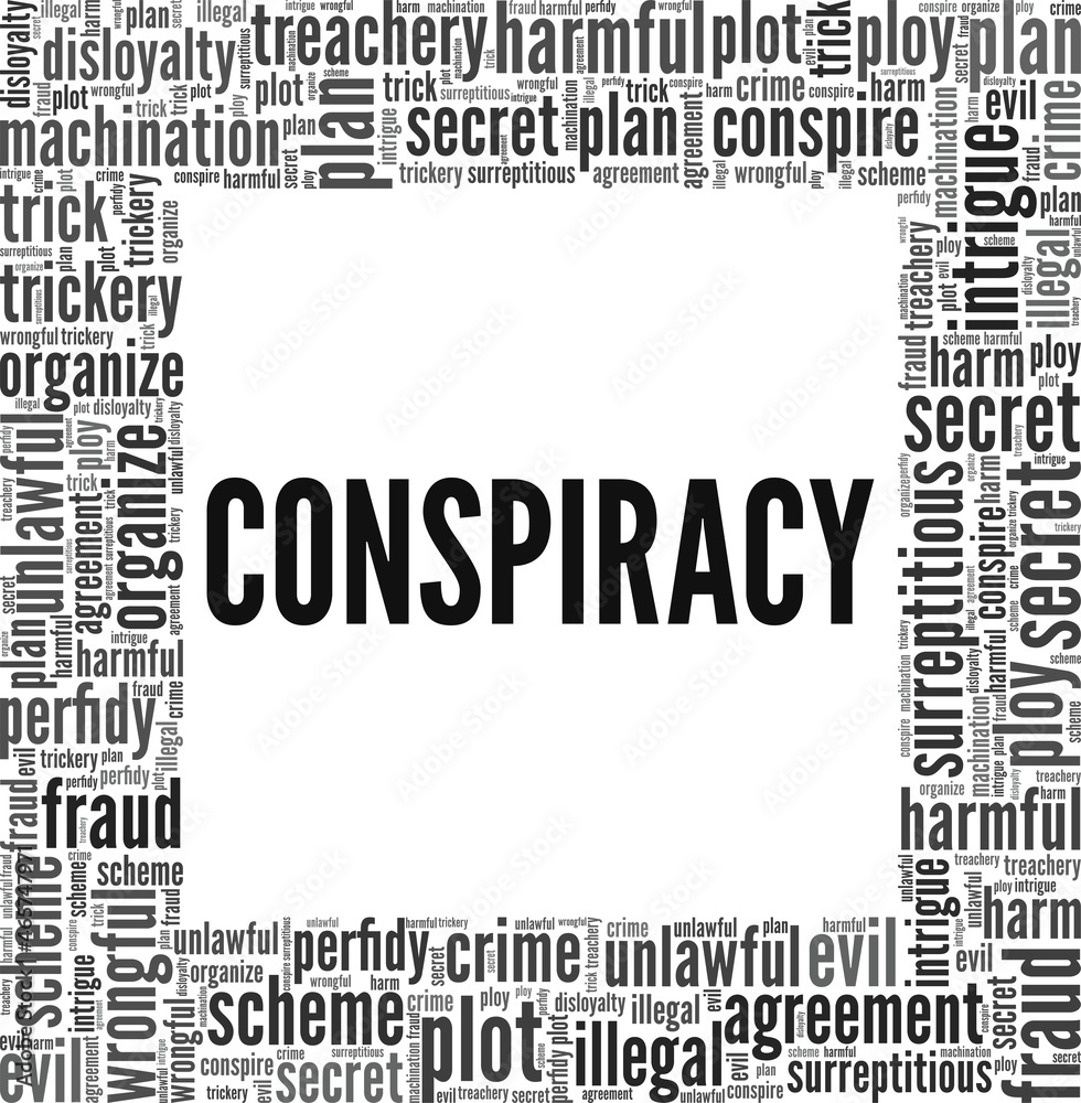 Conspiracy vector illustration word cloud isolated on white background ...