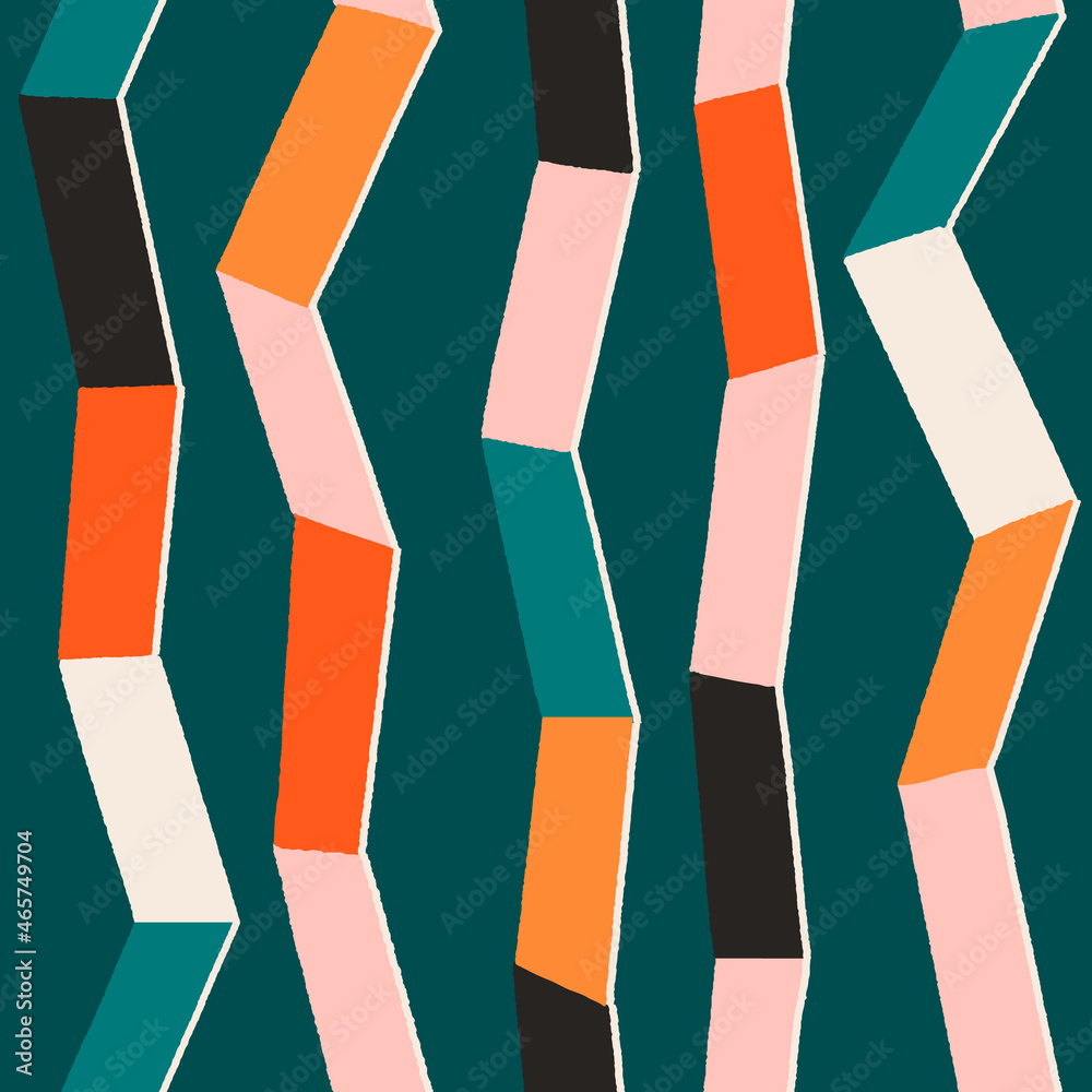 Irregular zig zag with vertical stripes illustration. Contemporary ...