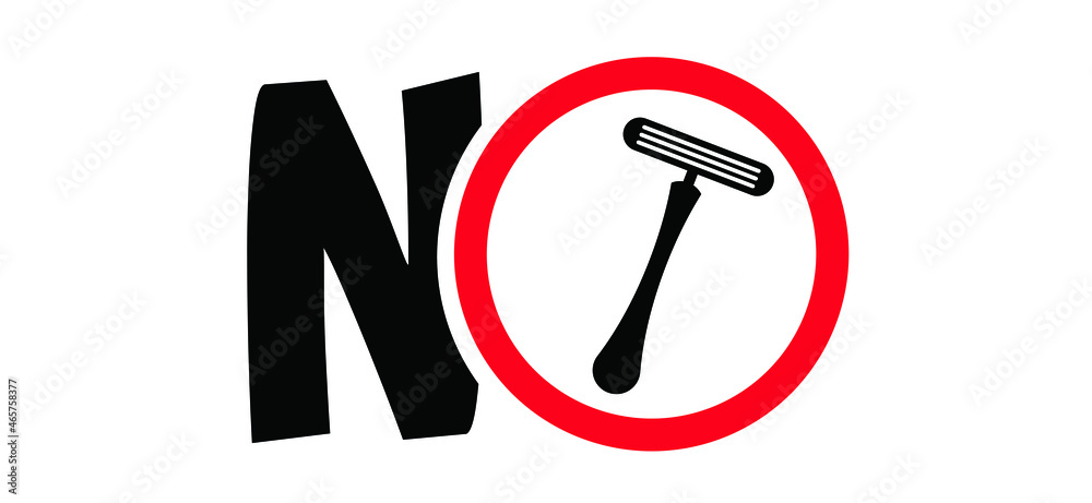 No razor holder with blade sign. Vector, forbidden to use shaving razor ...
