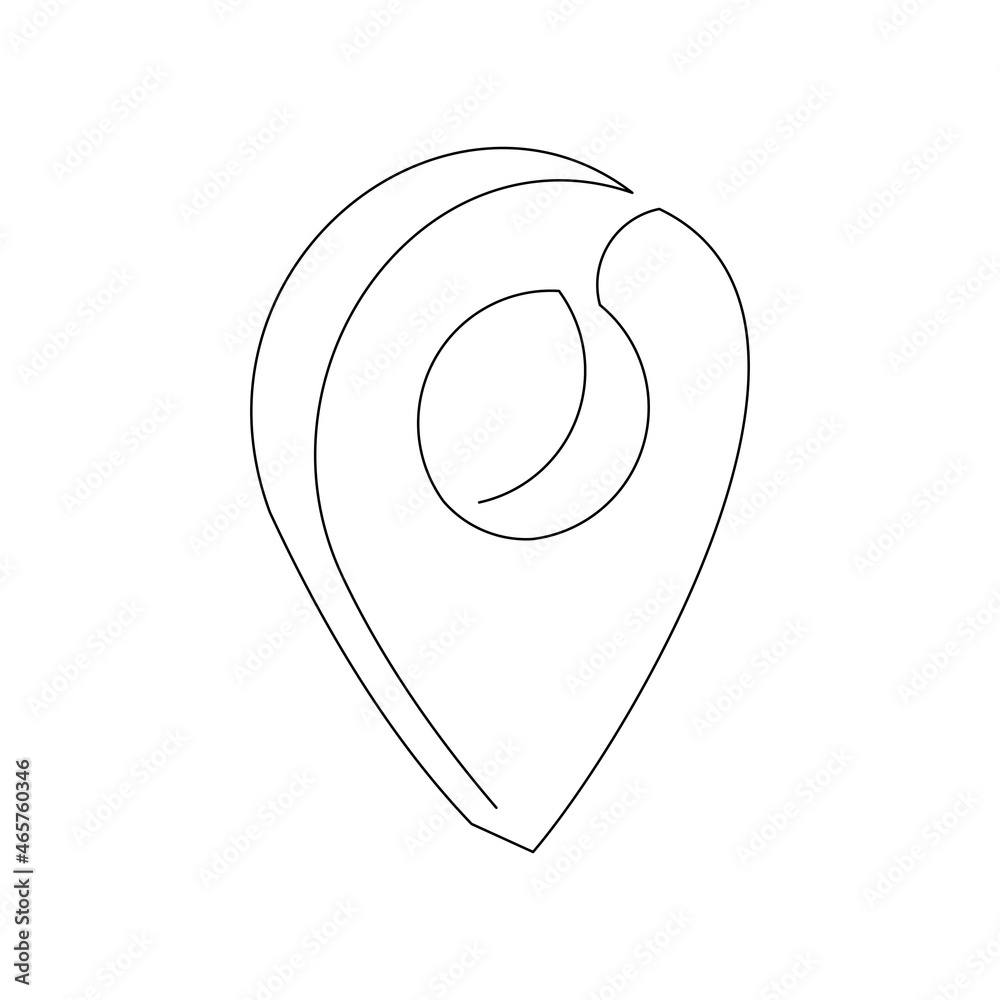 Continuous line drawing of pin map navigation. Single one line art of ...