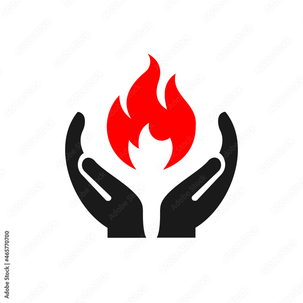 Hand Fire logo design. Fire logo with Hand concept vector. Hand and ...