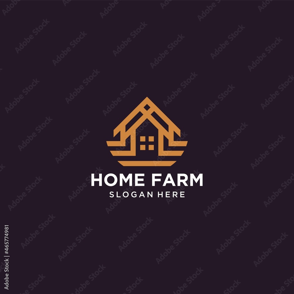 Farmhouse logo design template, fresh frame, green leaf farm, ecology ...