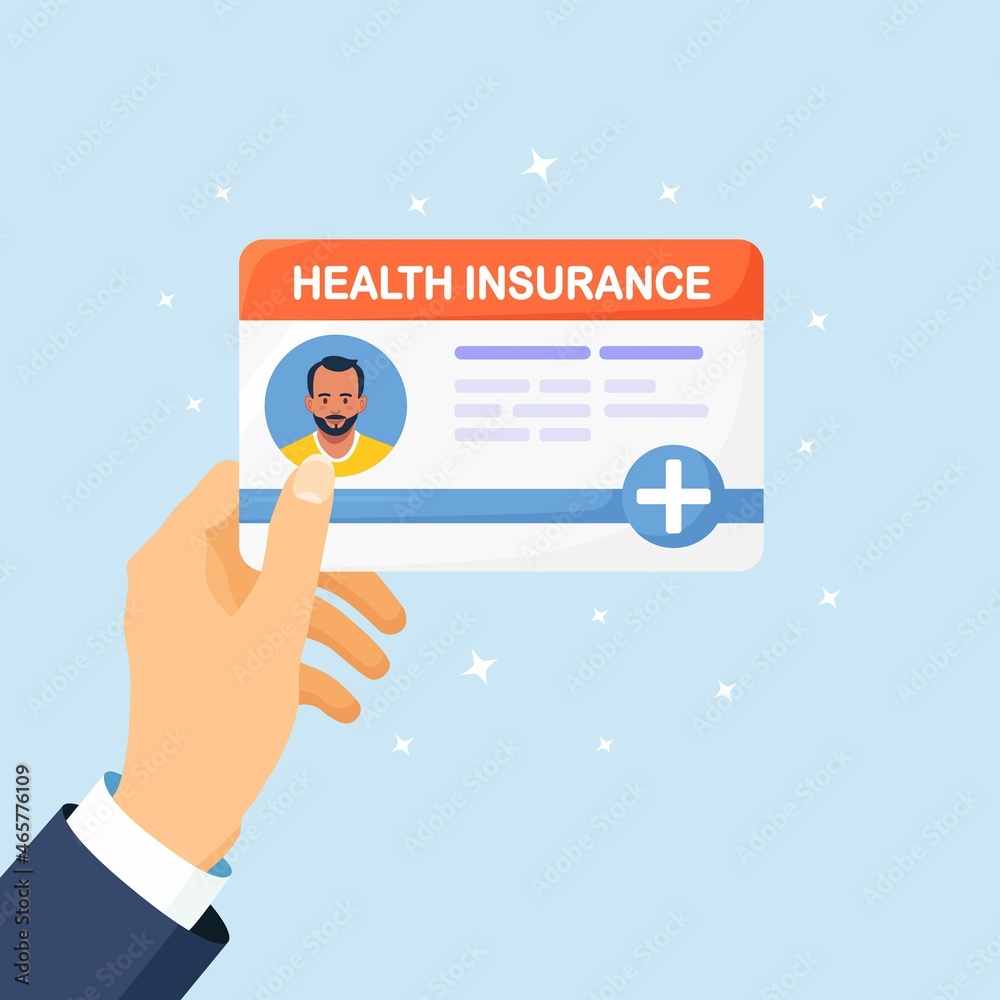 Medical insurance card in hand. Health and life Protection of people ...