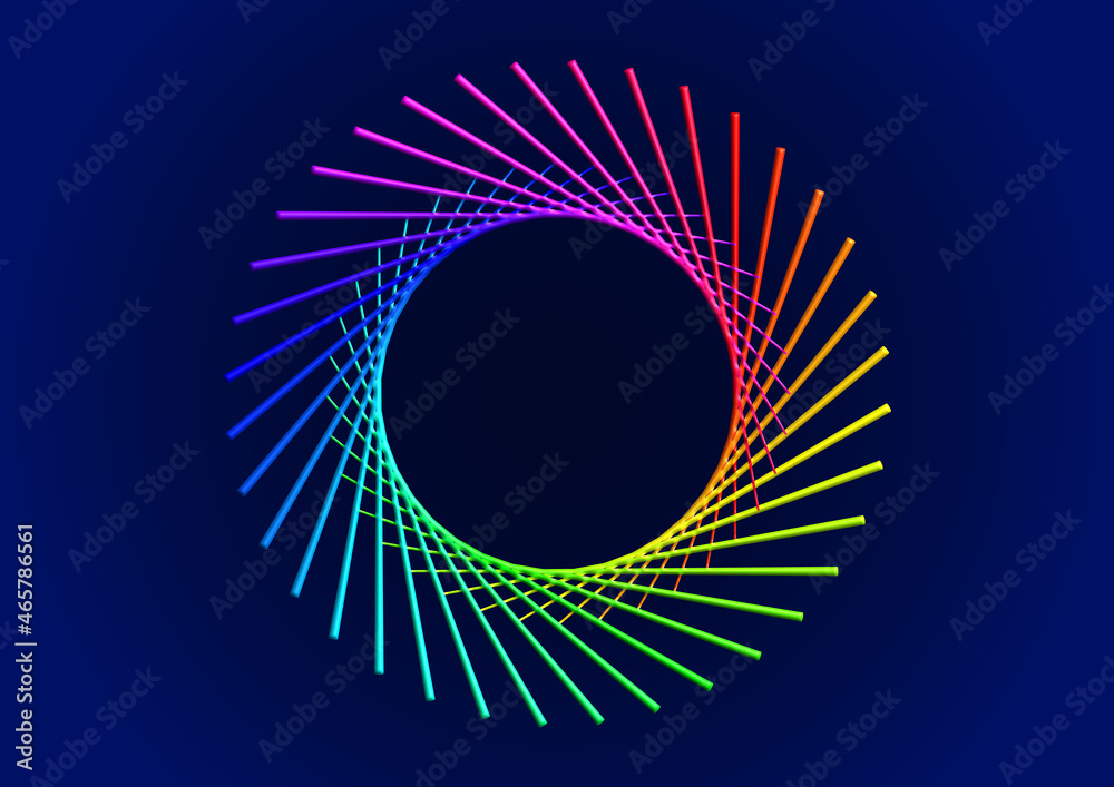 Forme circulaire composée de segments multicolores et en relief sur ...
