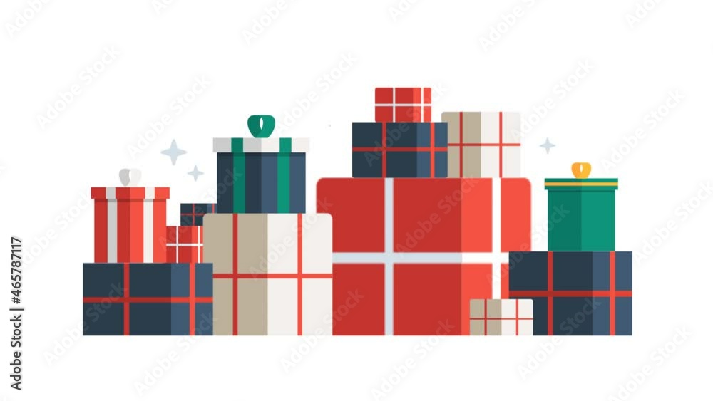 Stack gift Box animation. Bright stack of gifts in graphics. 2d motion ...
