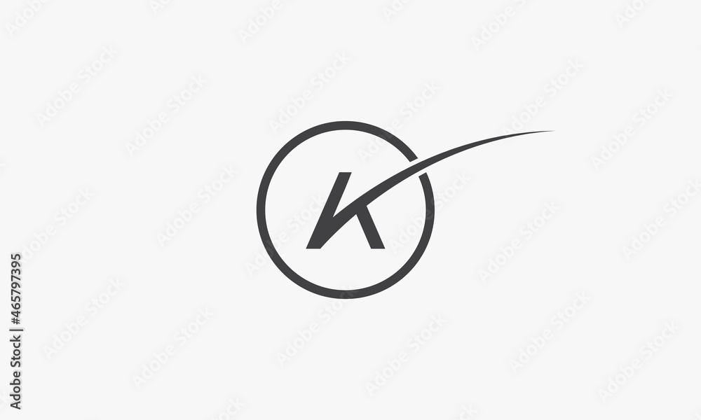 line circle with curve K letter logo isolated on white background ...