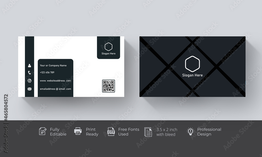 Stylish business card or visiting card design template using grey and ...
