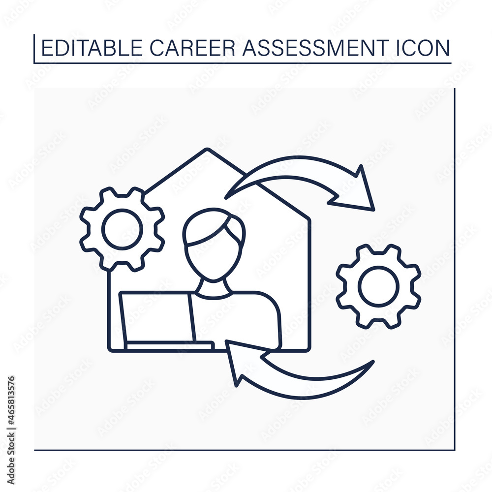 Physical work environment line icon. Layout and location of workplace ...
