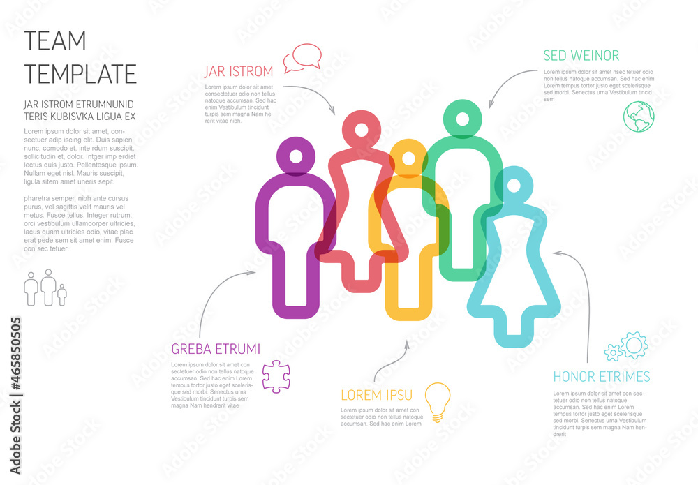 Thick Line Team Infographic Template for Company Overview or Hierarchy ...