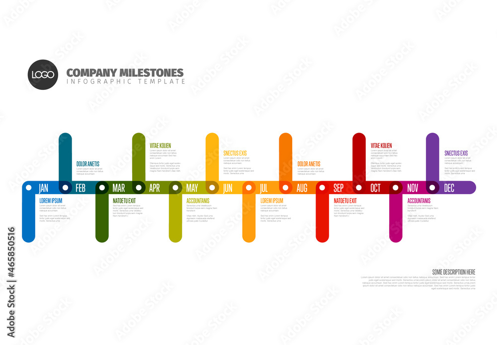 Infographic Full Year Timeline Template Made from Color Thick Lines ... Infographic Full Year Timeline Template Made from Color Thick Lines ...