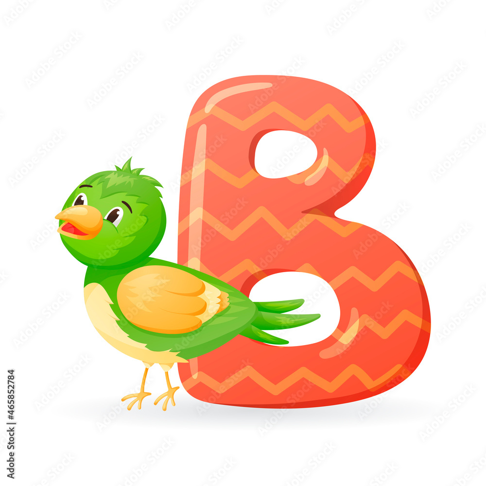 Vector isolated cartoon illustration of English alphabet letter B with ...