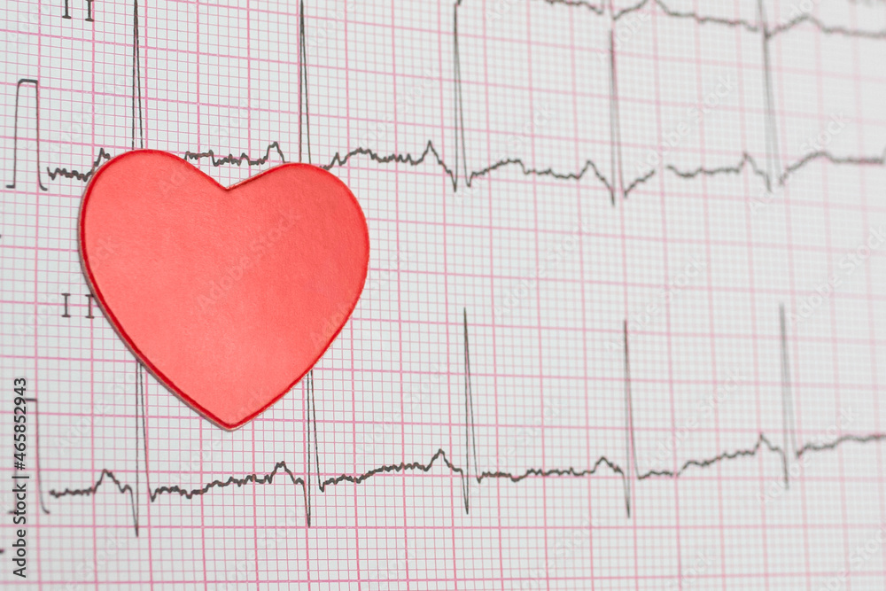 Electrocardiogram to measure heart rate. ECG. Heart lies on the ...