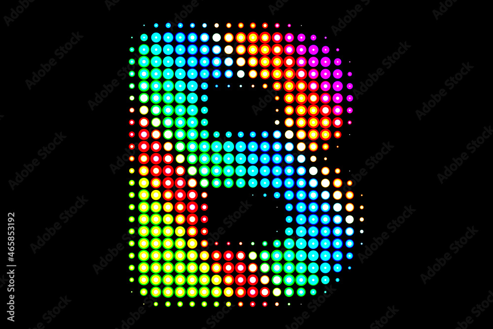 Letter b isolated on black background. Colorful alphabet letter b with ...