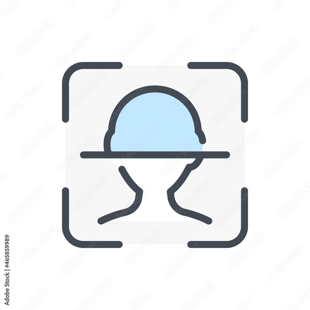 Face identification color line icon. Biometric scan and face scanning ...