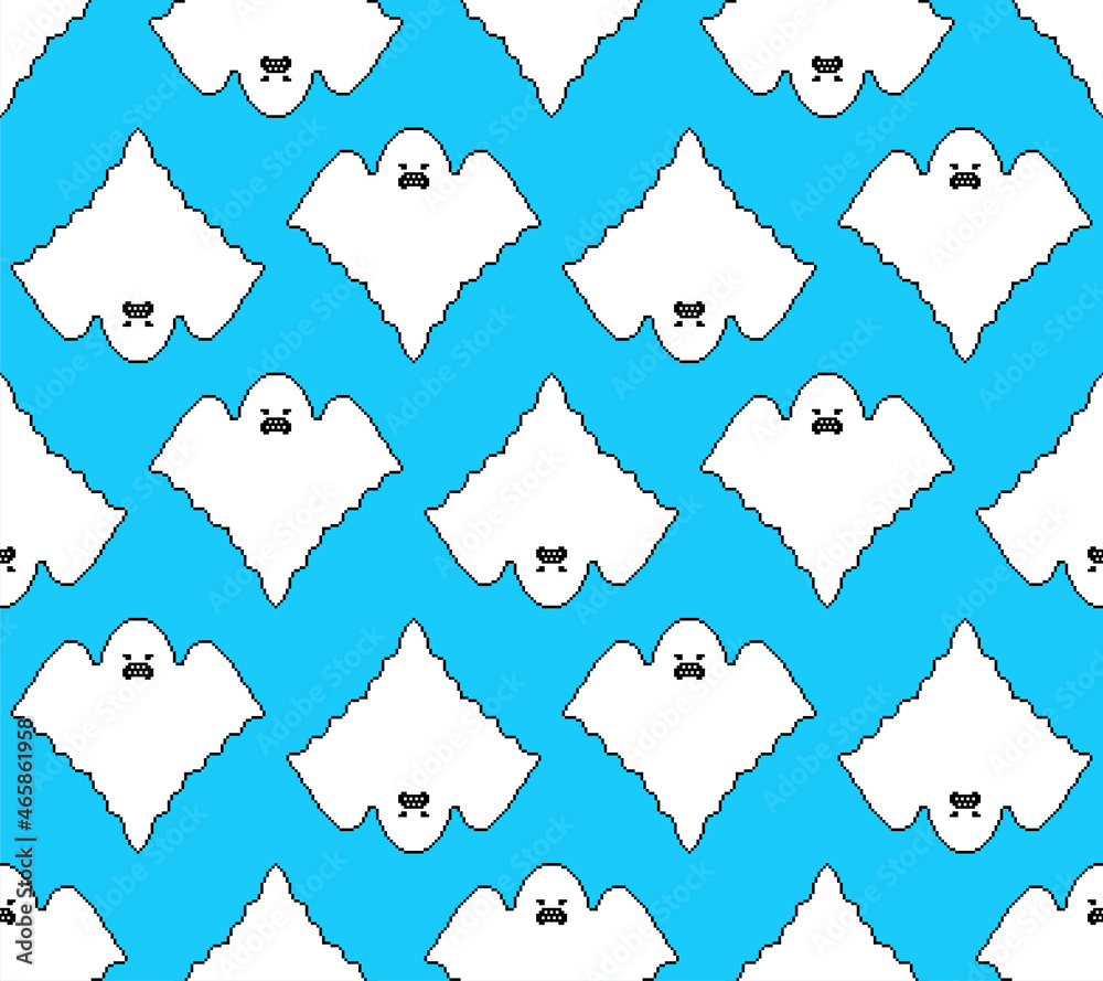 Ghost pixel art pattern seamless. Spooky cartoon pixelated background ...